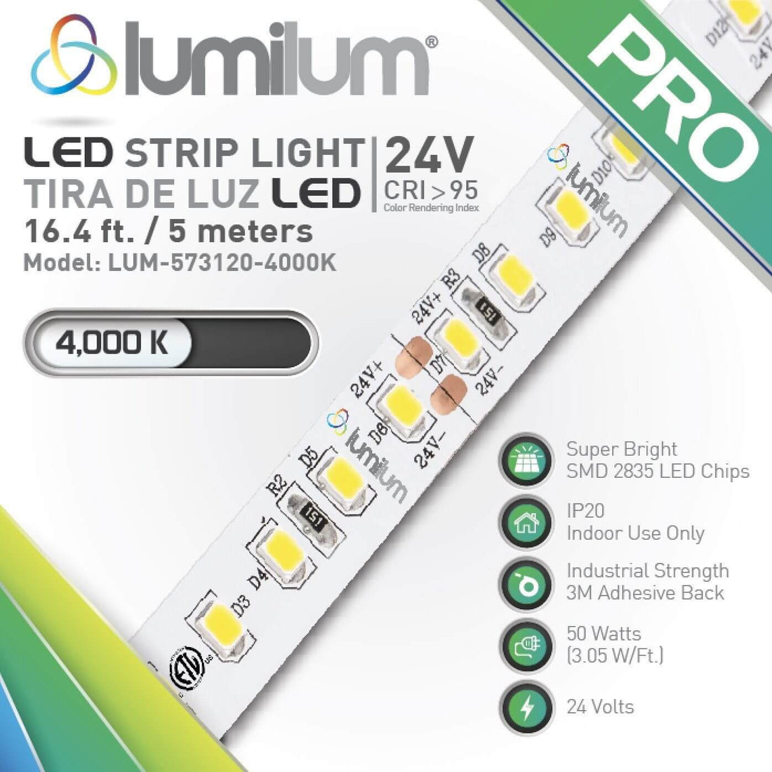 24V IP20 Series LED Single Color Strip Lights | Lumilum